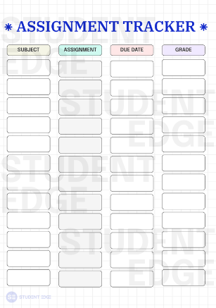 Stay on Top of Your Assignments with Our Free Study Planners and ...