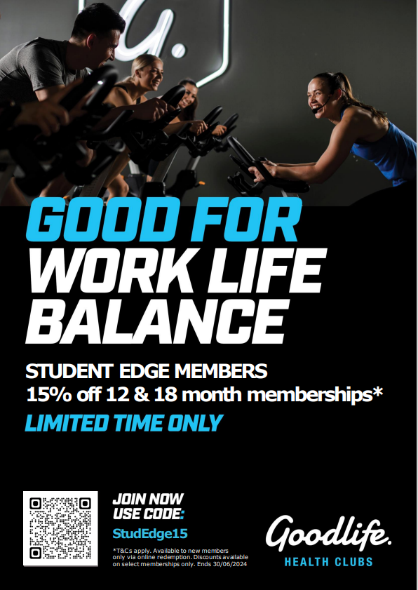 15% off Goodlife Health Clubs · Student Discount · Student Edge