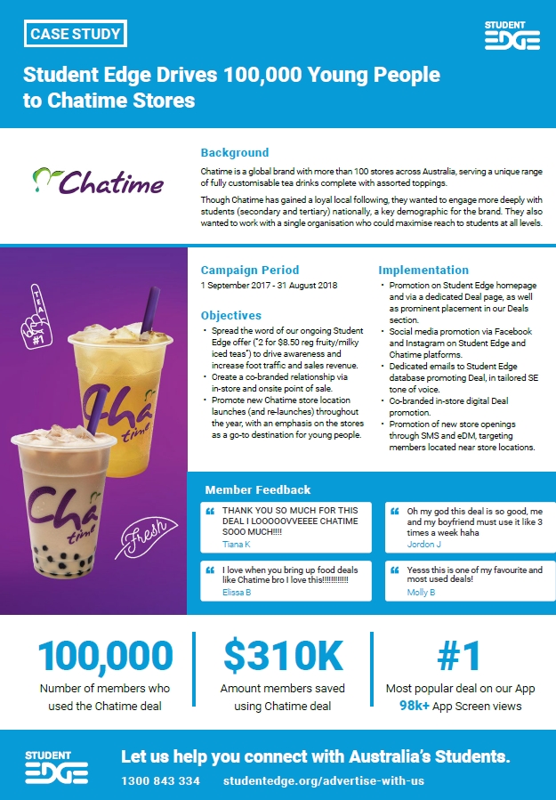 Student Edge Drives 100,000 Young People to Chatime Stores · Student ...