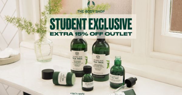 Save 15% off The Body Shop · Student Discount · Student Edge